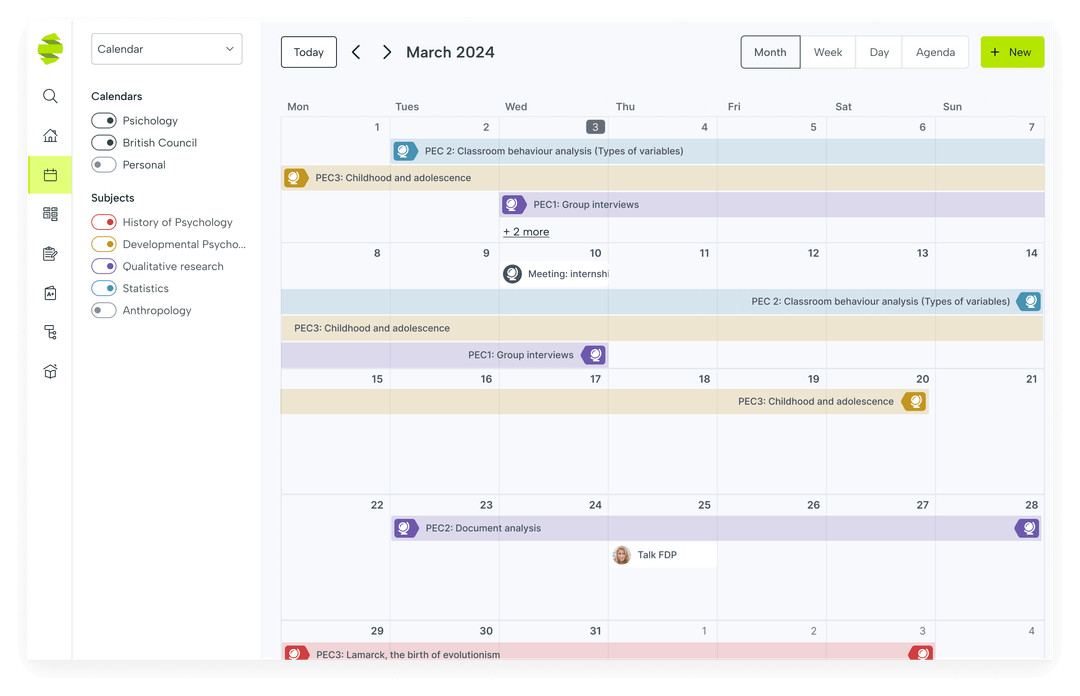 A convenient and manageable calendar with quick access to scheduling.