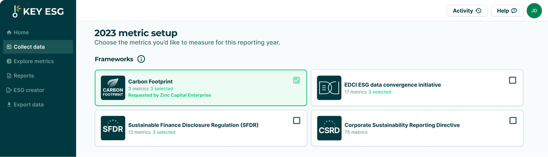 The complete list of ESRS metrics and data points.