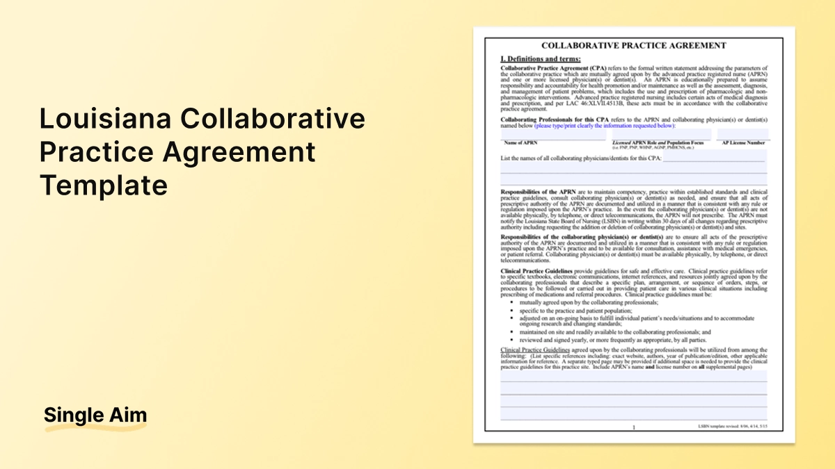 Louisiana Nurse Practitioner Collaborative Agreement Templates
