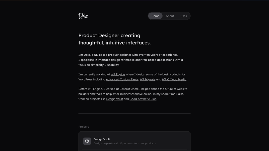 Minimalist design portfolio website for inspiration - wall of portfolios