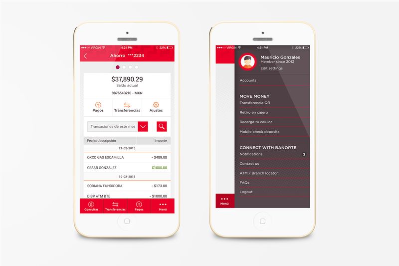 Web / app design – Banorte Bank - by Rick Hincks