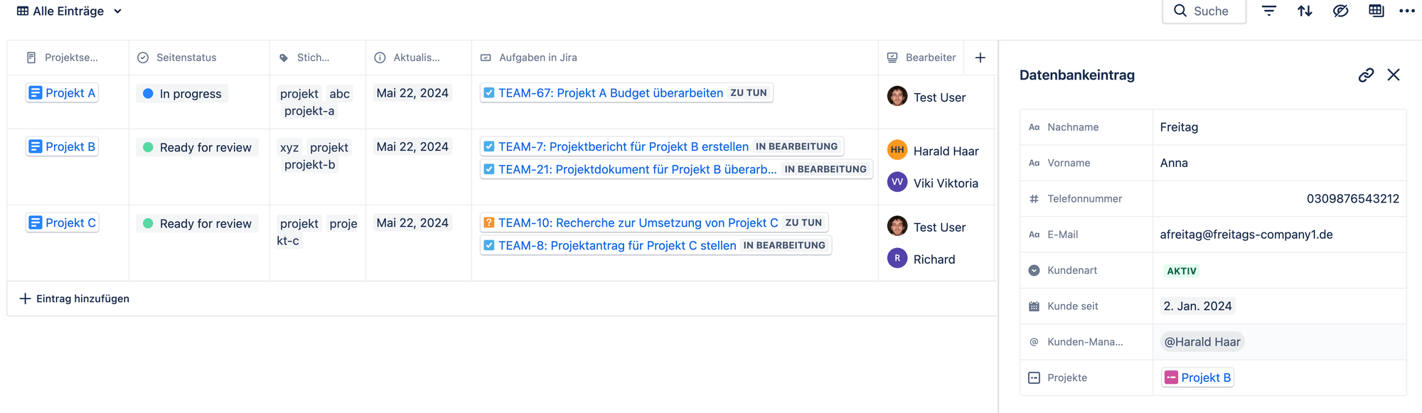 Confluence-Datenbanken: Dynamische Tabellen für Teams
