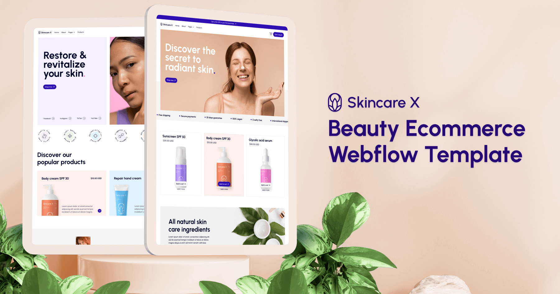 Style Guide - Skincare X - Webflow Ecommerce website template