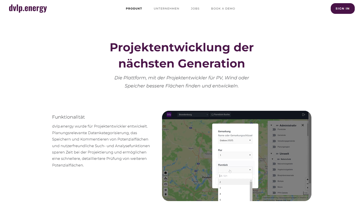 dvlp.energy | GIS-Plattform für Projektentwickler