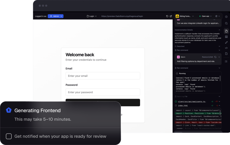 Pythagora | World's First All-In-One AI Development Platform
