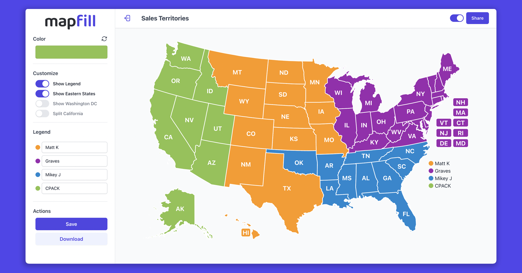 MapFill - Custom map of United States
