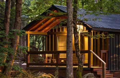 Roamstead's Oak Cabin | Streamside, Pet Friendly, Pool