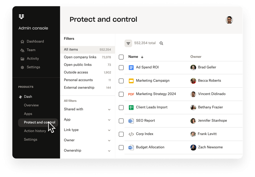 Manage everyone from one admin console | Dropbox Dash