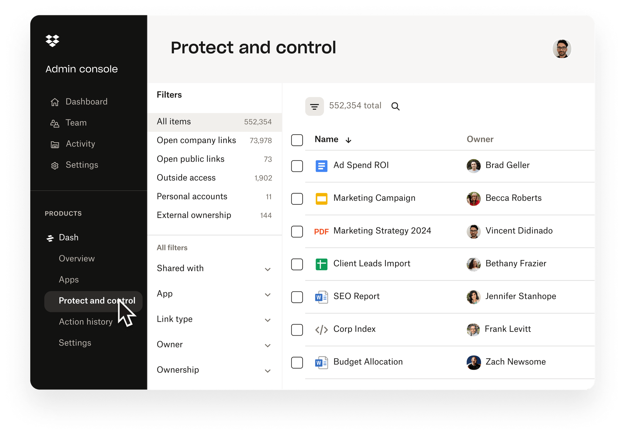 Manage everyone from one admin console | Dropbox Dash