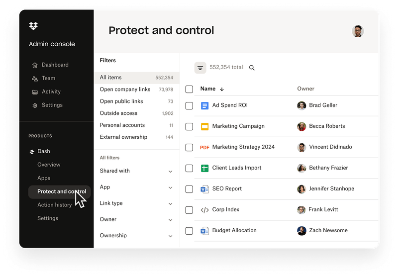 Manage everyone from one admin console | Dropbox Dash