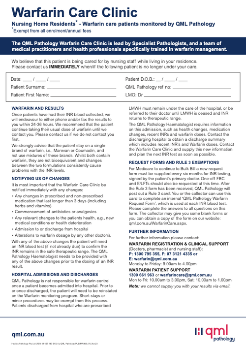 Warfarin management | QML Pathology
