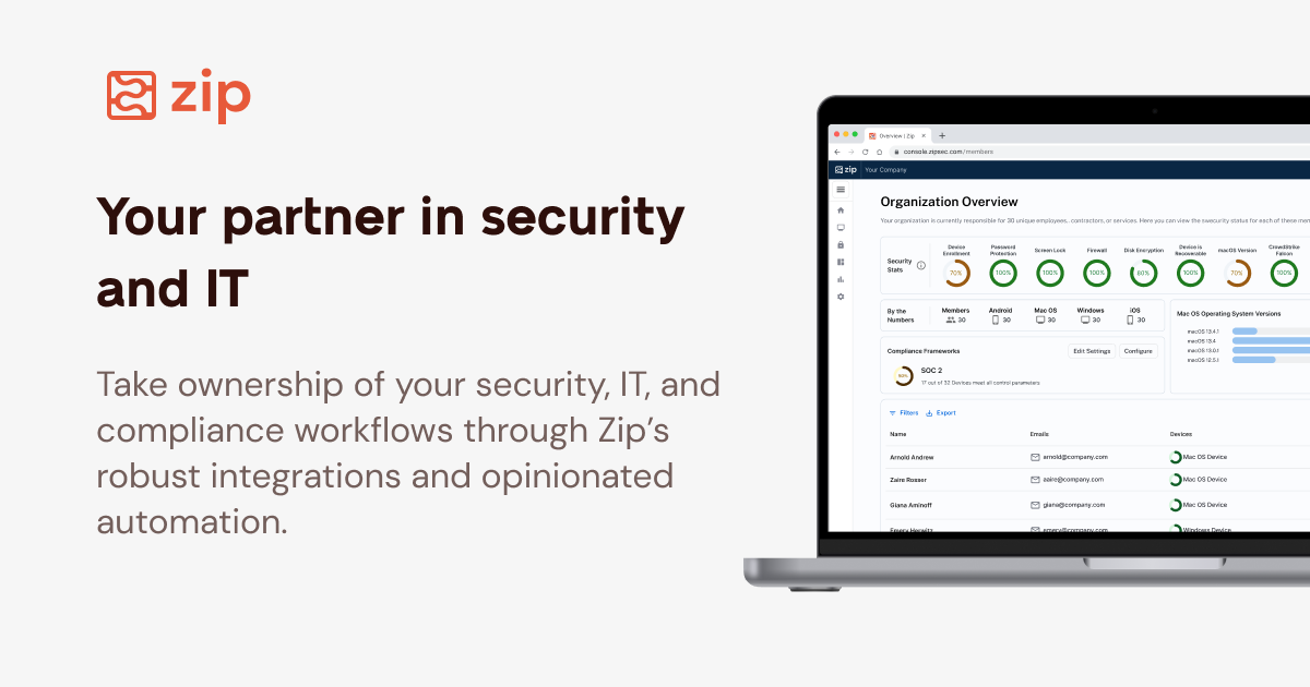Zip Security: Security, IT, and Compliance Made Easy