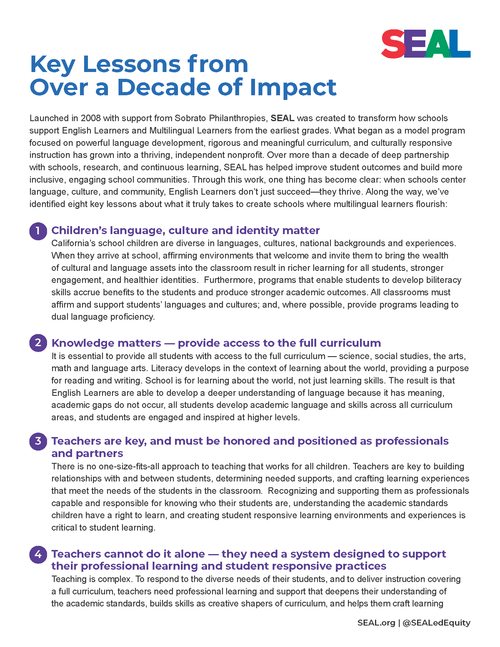 Empowering Multilingual Learners and Their Educators | SEAL