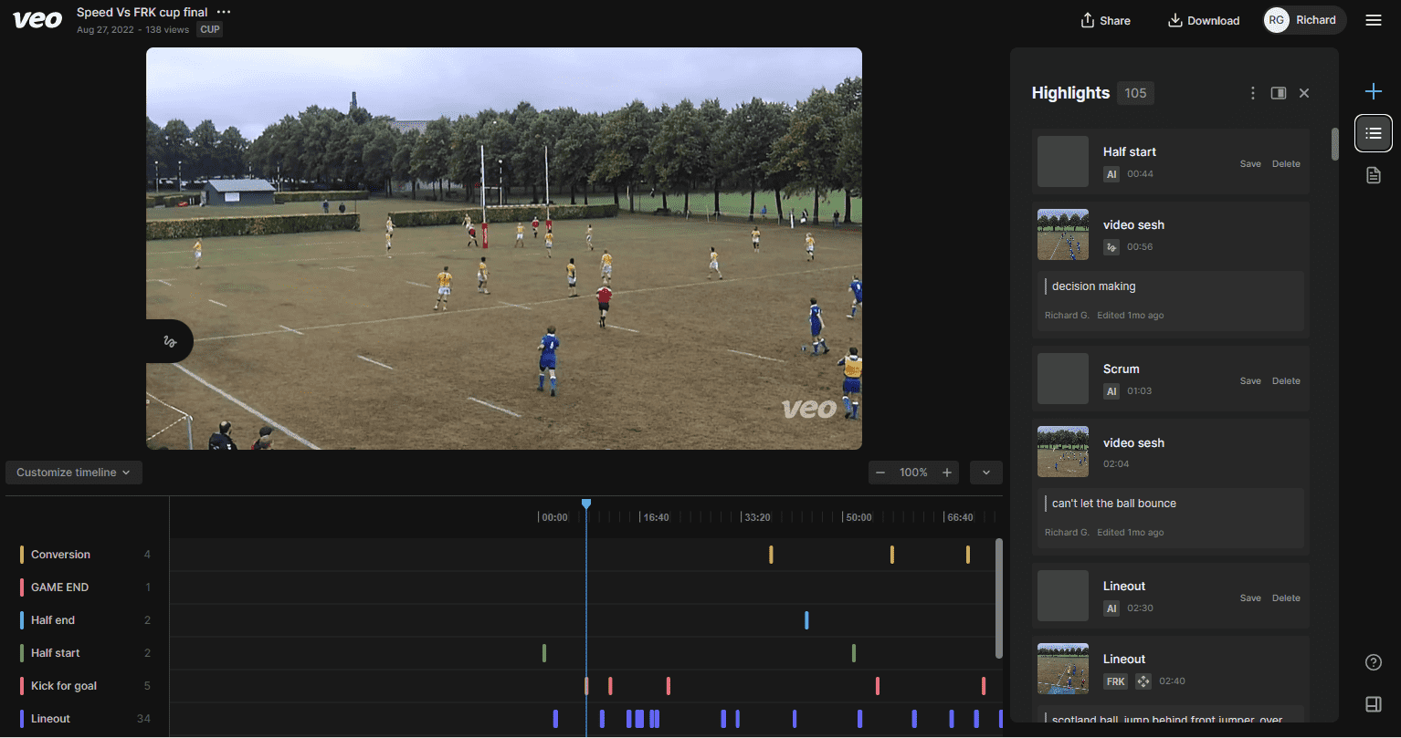 Top 8 reasons to use Veo for Rugby