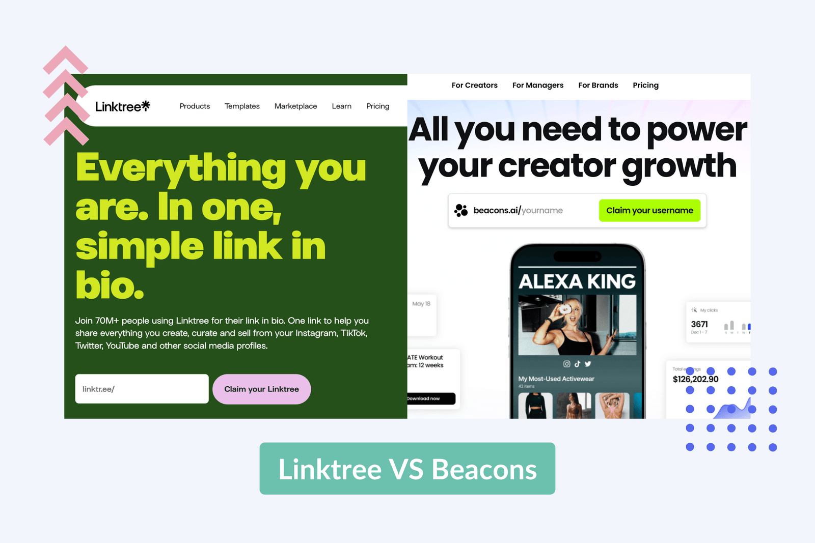 Linktree vs Beacons: Features, Pricing & Comparison