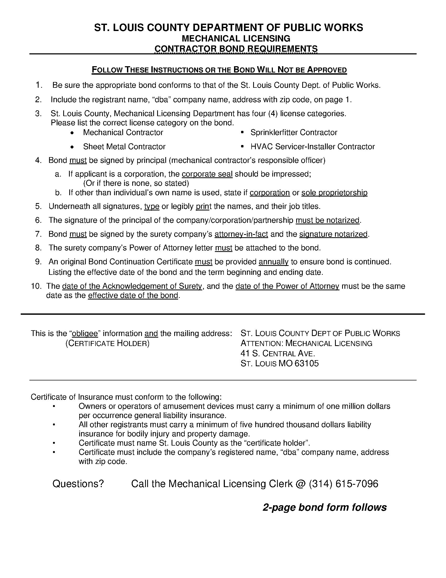 St Louis County Public Works Mechanical Contractor Bond | Products ...