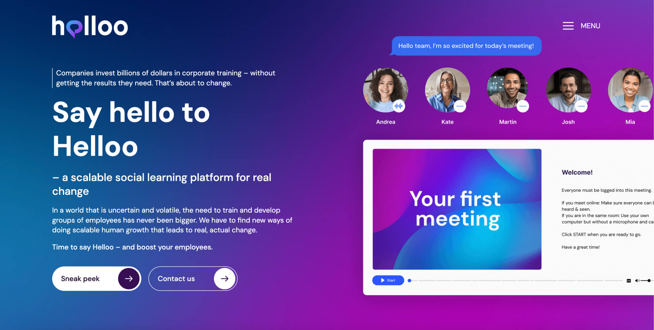 Helloo – a scalable social learning platform for real change