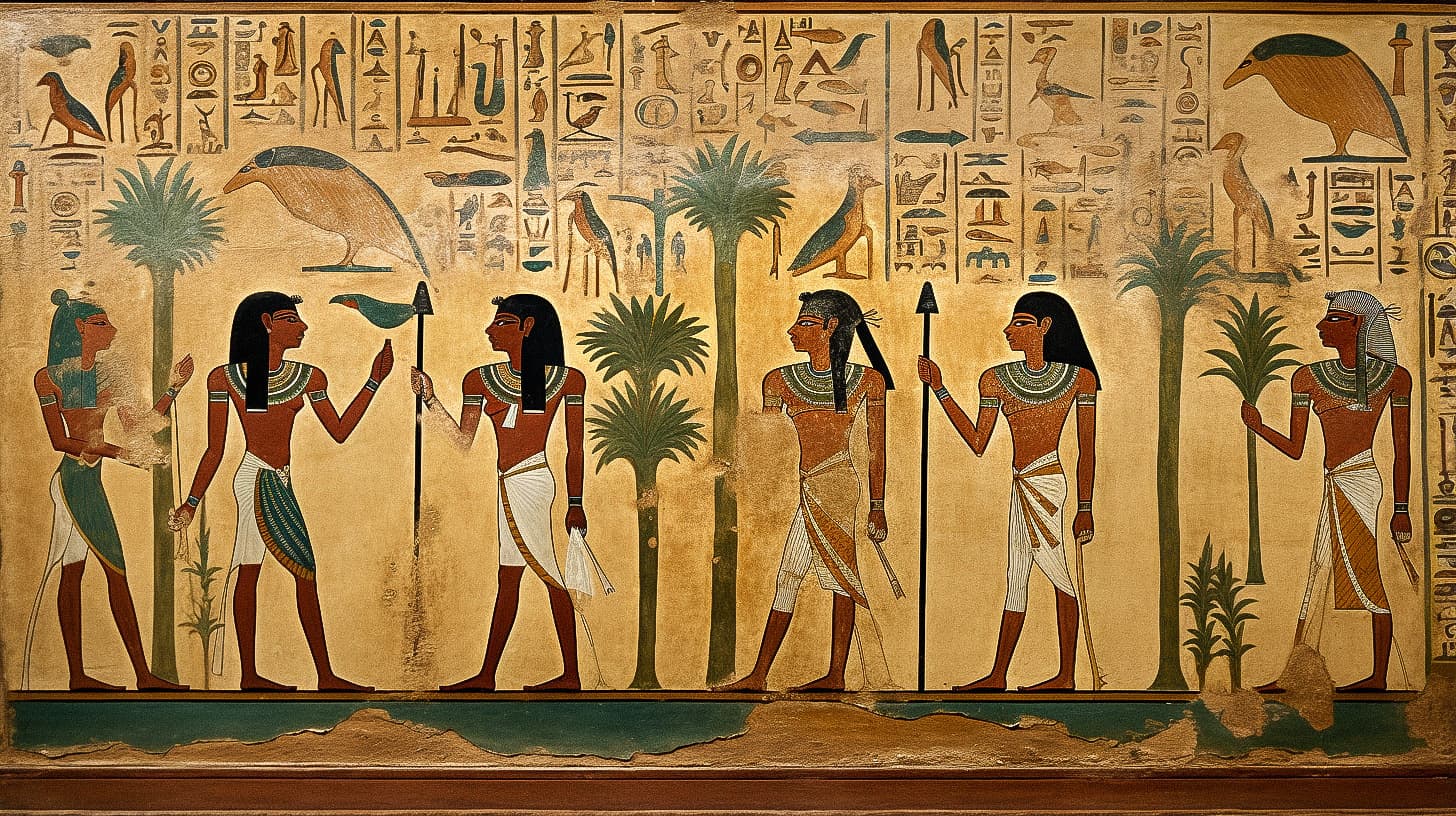 Ancient Egyptian mural Midjourney style | Andrei Kovalev's Midlibrary