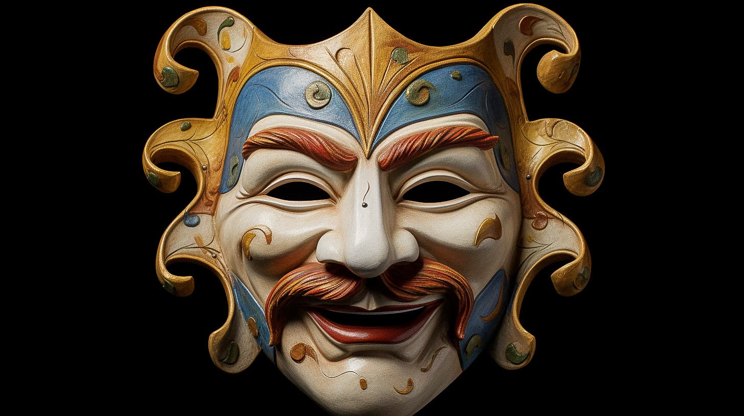 Commedia dell'Arte mask Midjourney style | Andrei Kovalev's Midlibrary