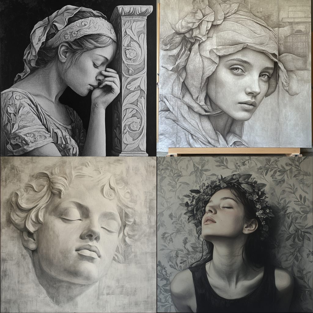 Grisaille Midjourney style | Andrei Kovalev's Midlibrary