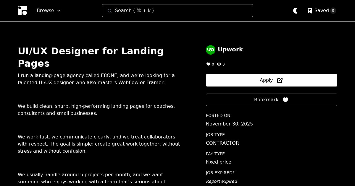 UI/UX Designer with Expertise in Webflow or Framer for Premier Landing ...