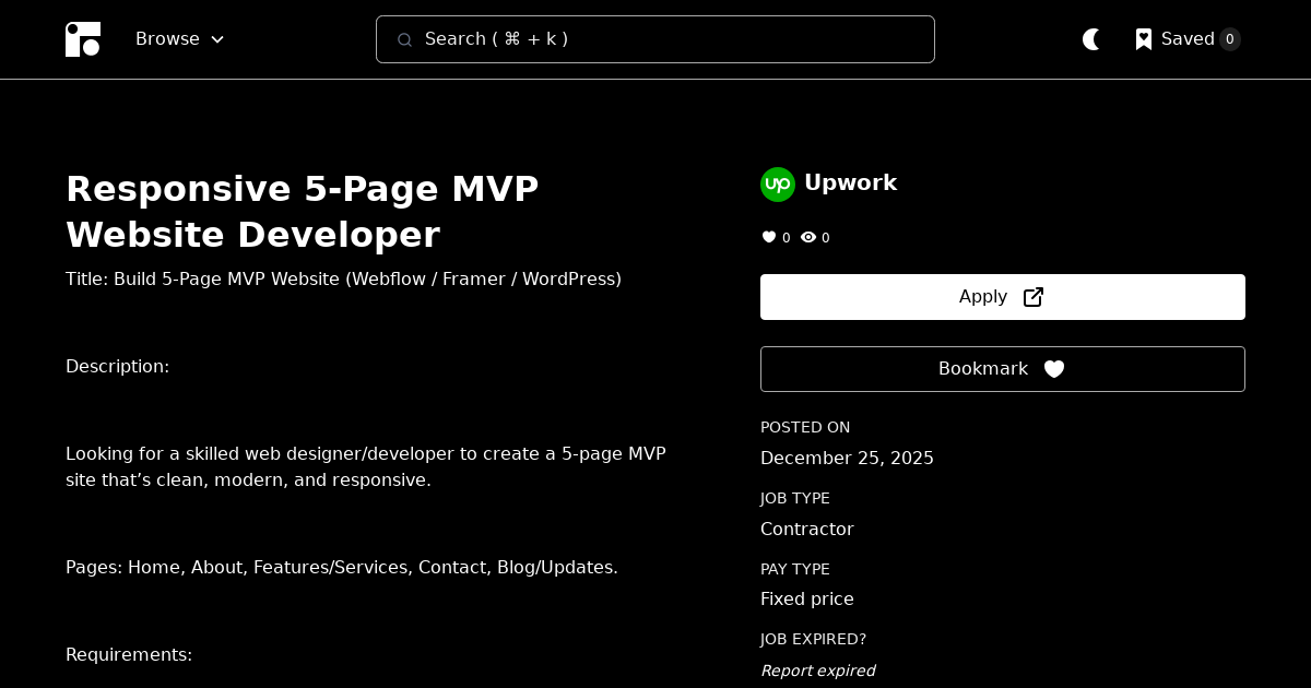 Web Designer/Developer Needed for 5-Page MVP Website in Webflow, Framer ...