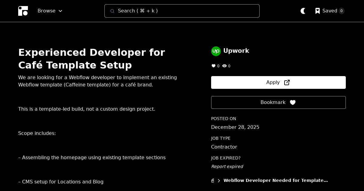 Webflow Developer Needed for Template Implementation and CMS Setup for ...
