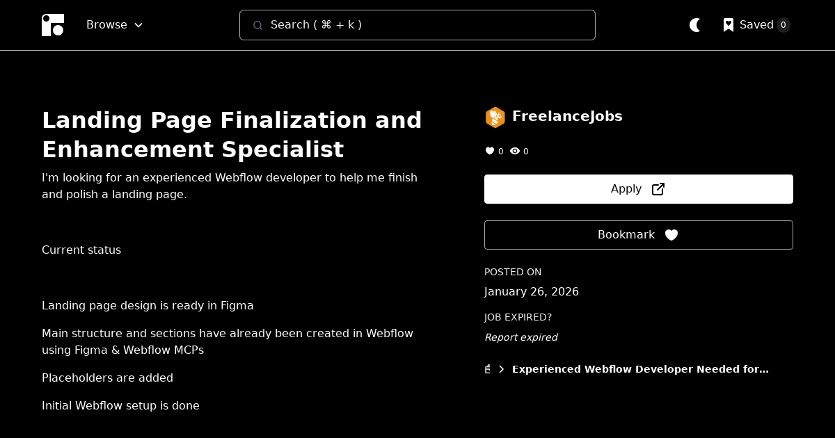 Experienced Webflow Developer Needed for Finalizing and Polishing a ...