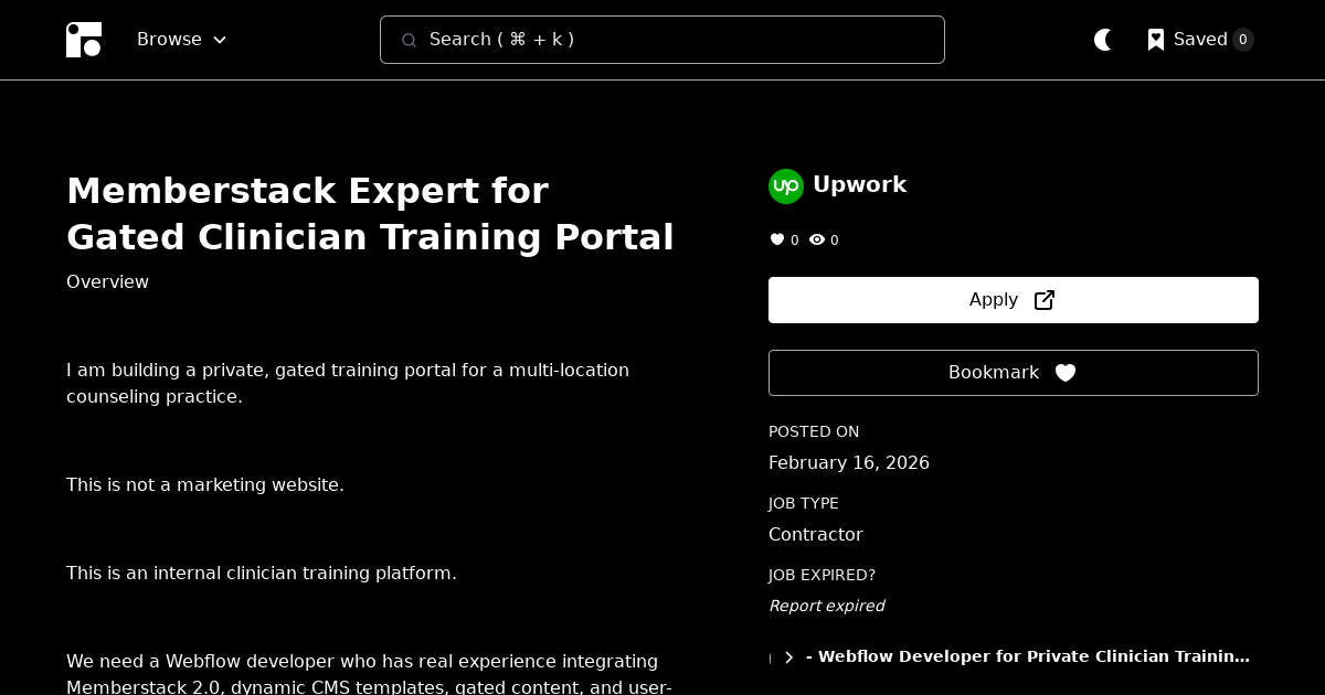 - Webflow Developer for Private Clinician Training Portal with ...