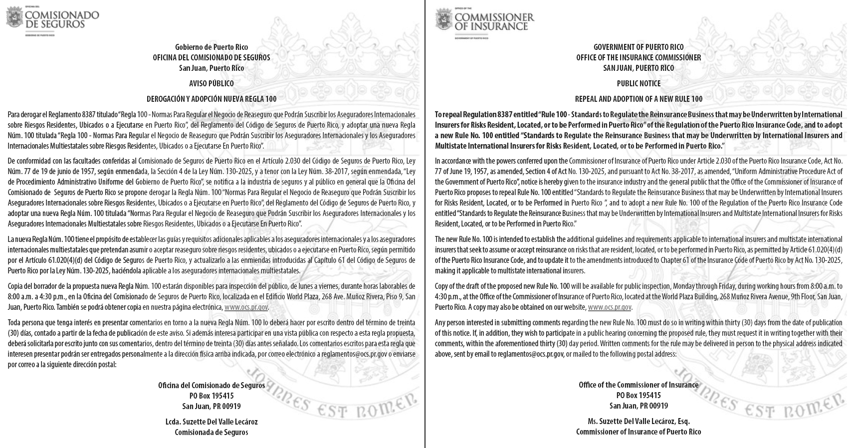 Derogación y Adopción Nueva Regla 100