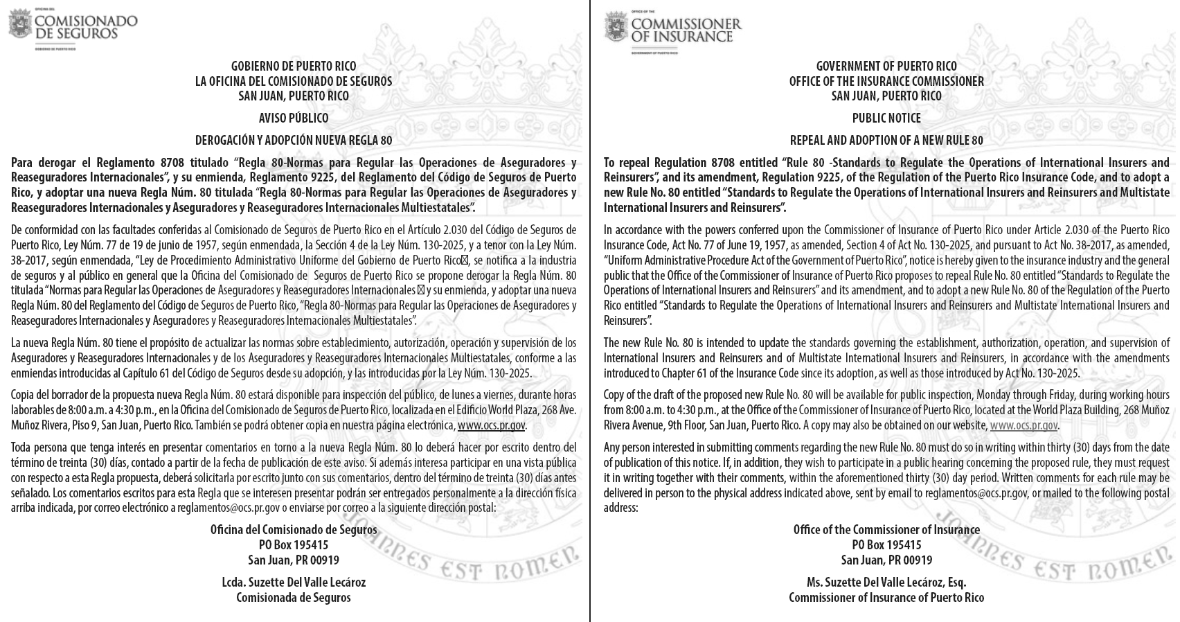 Derogación y Adopción Nueva Regla 80