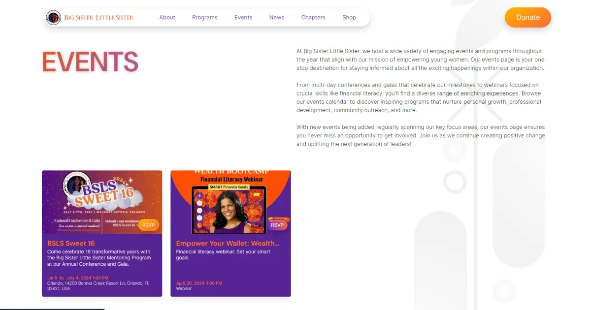 Events | Big Sister Little Sister Mentoring Program