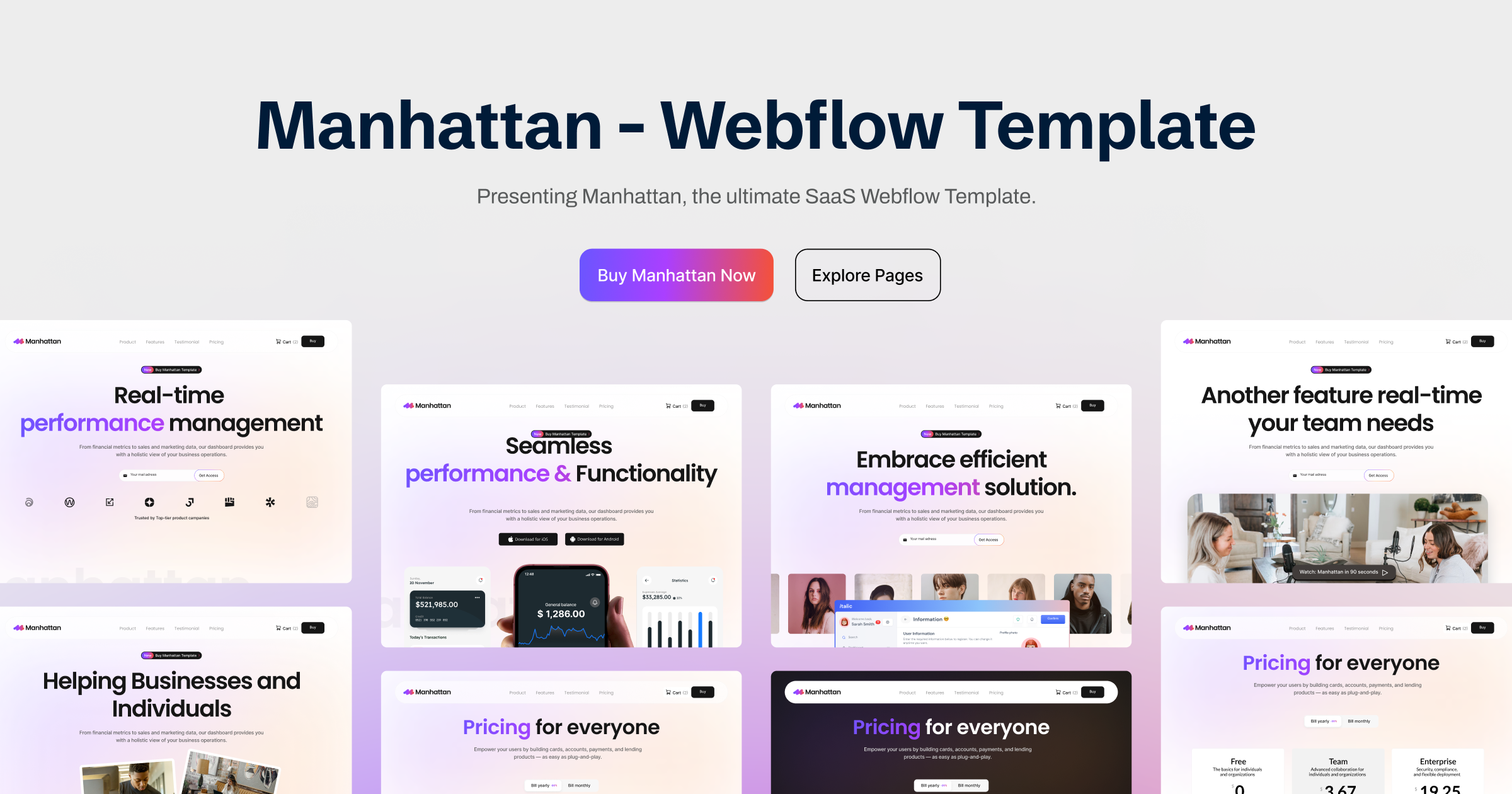 Manhattan - Webflow Ecommerce website template