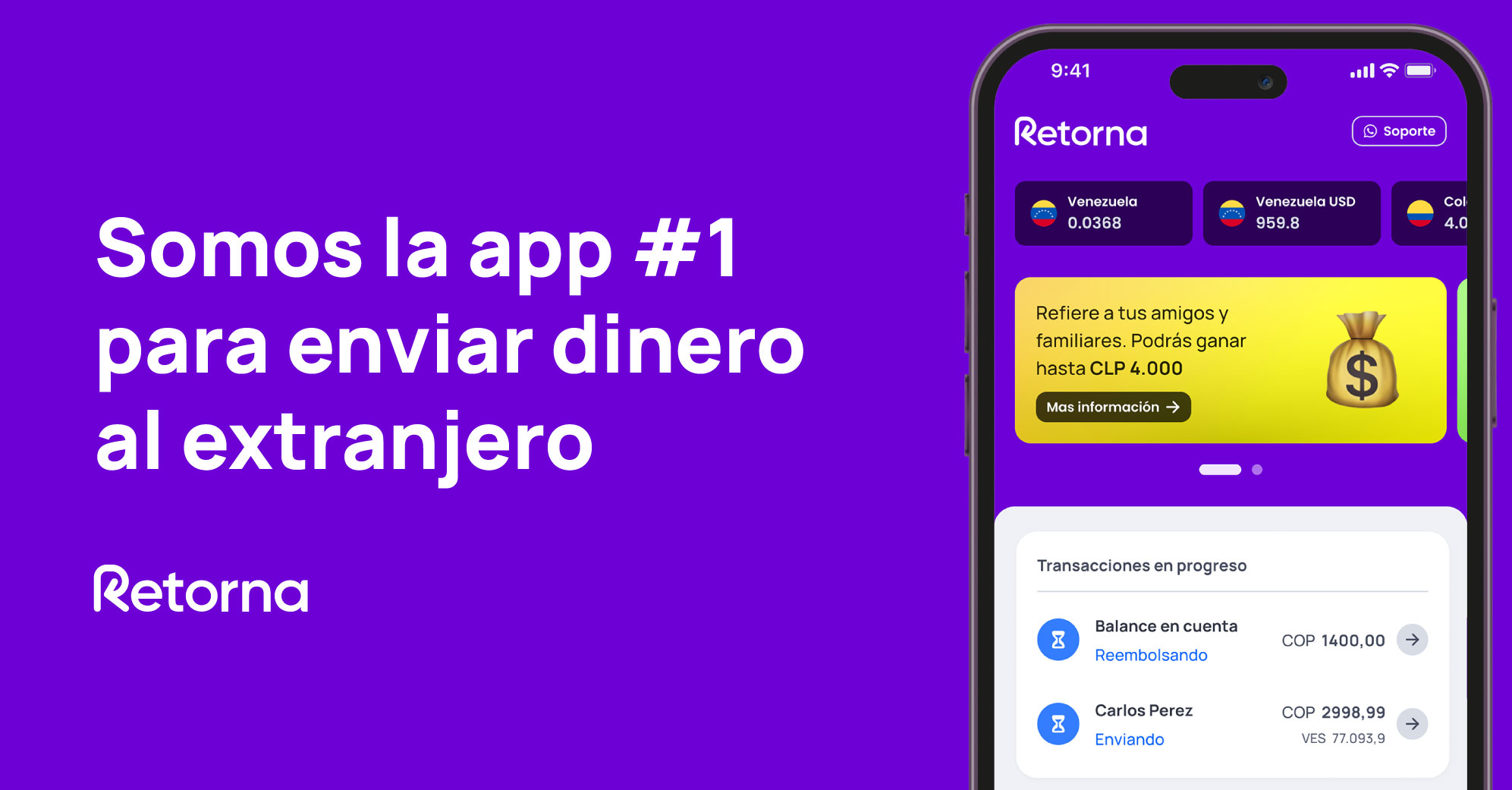 Send money quickly and securely | Retorna