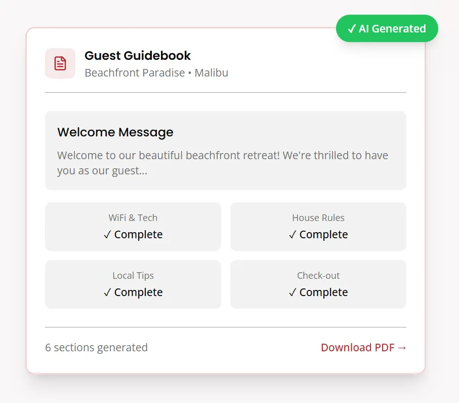 Vacation Rental Guidebook Builder | RedAwning
