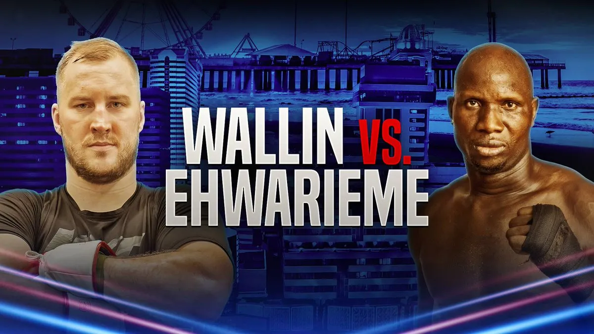 Otto Wallin drops and stops Onoriode Ehwarieme in the first round.