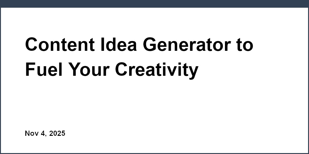 SEO Content Idea Generator for Blog & Social Media Topics