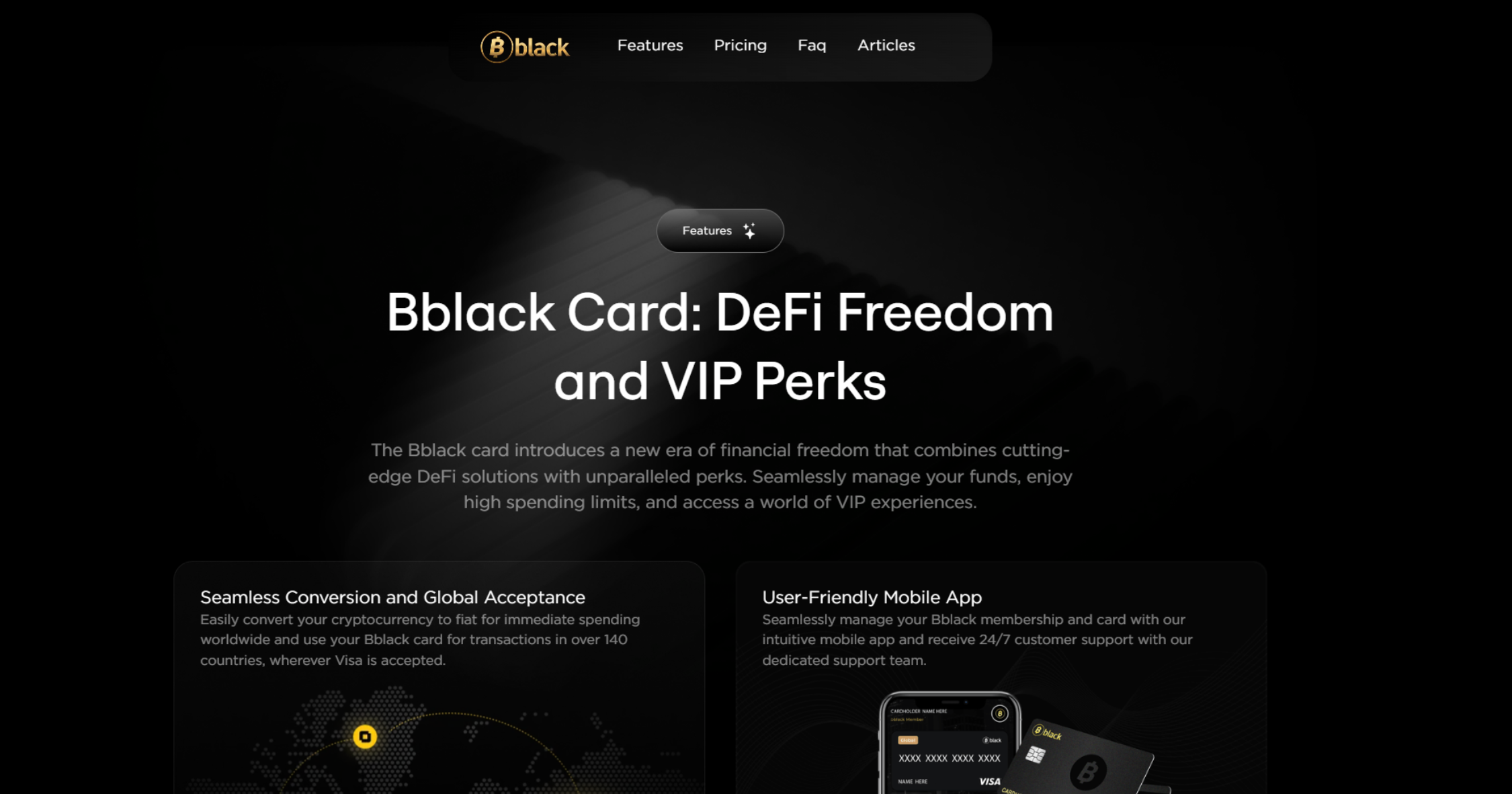 BitcoinBlack Features – Exclusive No-Limit Black Card | VIP Members Club
