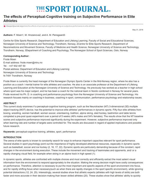 NeuroTracker Science -The effects of Perceptual-Cognitive training on ...