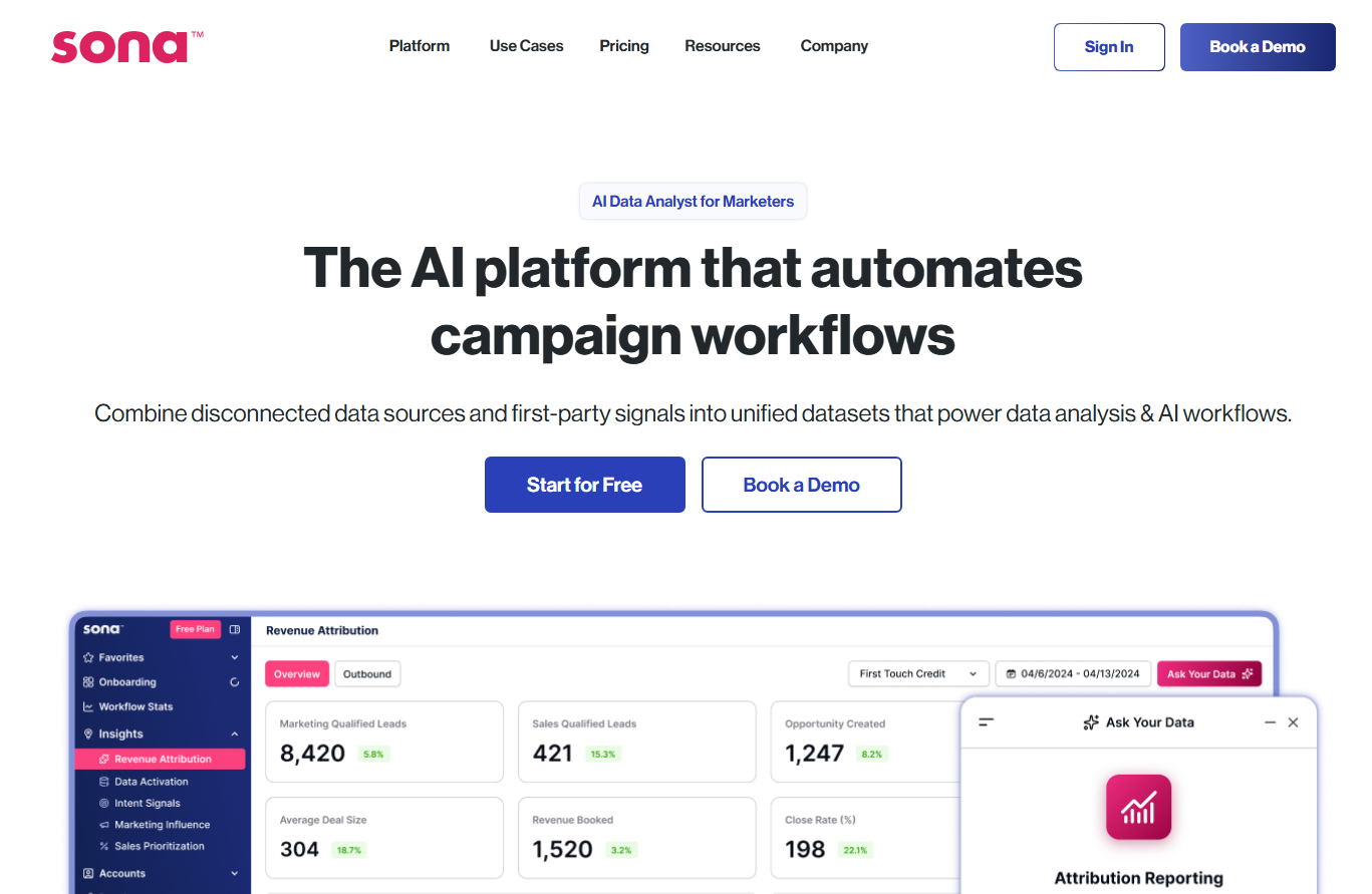 AI Data Analyst for Marketers | Sona Revenue Platform