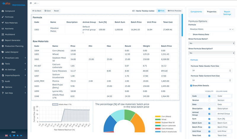 AFOS - Feed Formulation Software