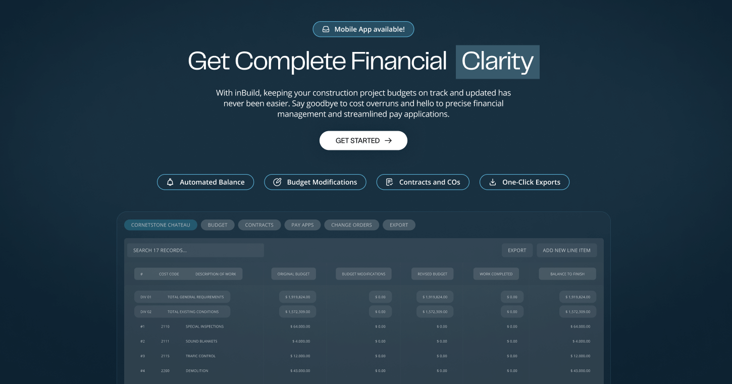 inBuild Insights | Real-Time Construction Financial Snapshots