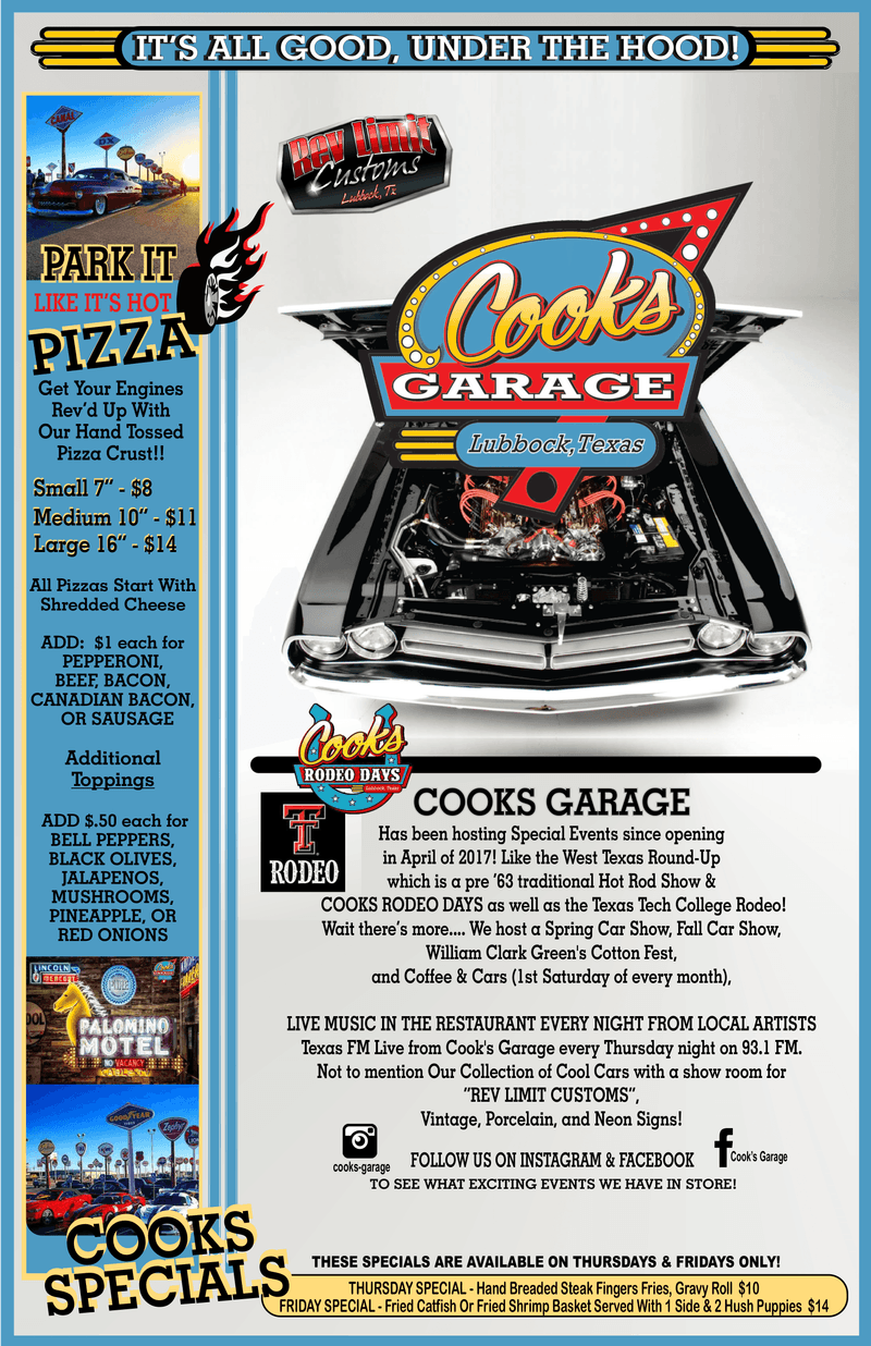 Cooks Garage - Menu