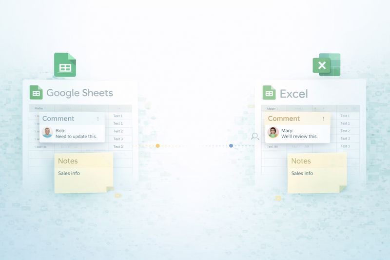 How to use comments vs notes in Google Sheets & Excel