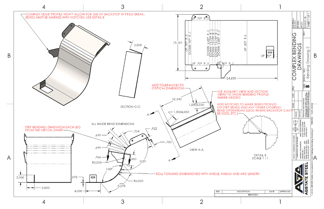 Ag State Steel | Requirements for Bending Drawings