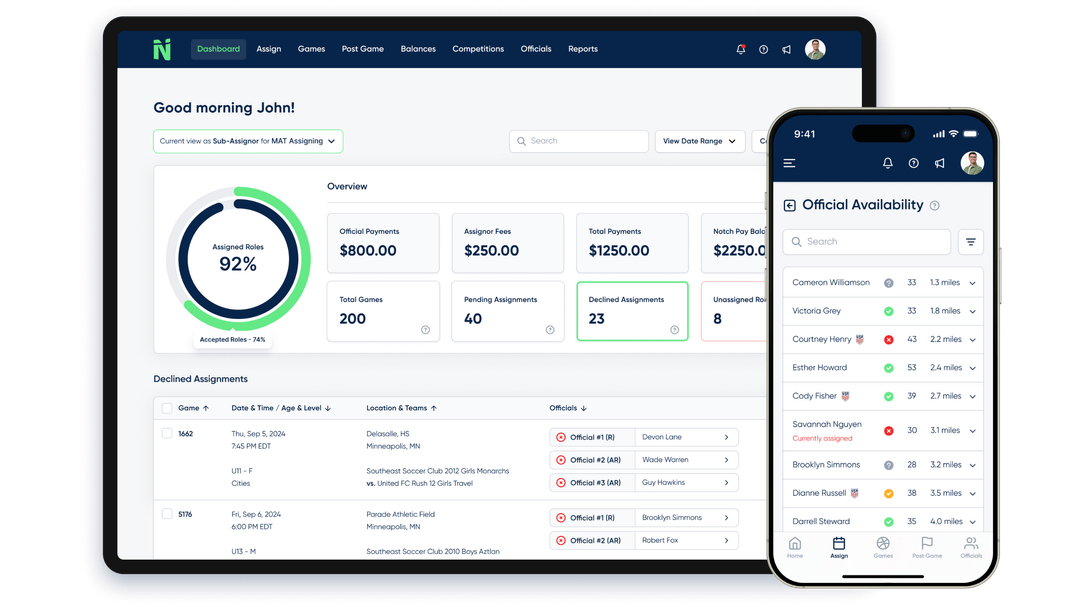 Ref Scheduler | Referee Assignor and Payment Tools • Notch