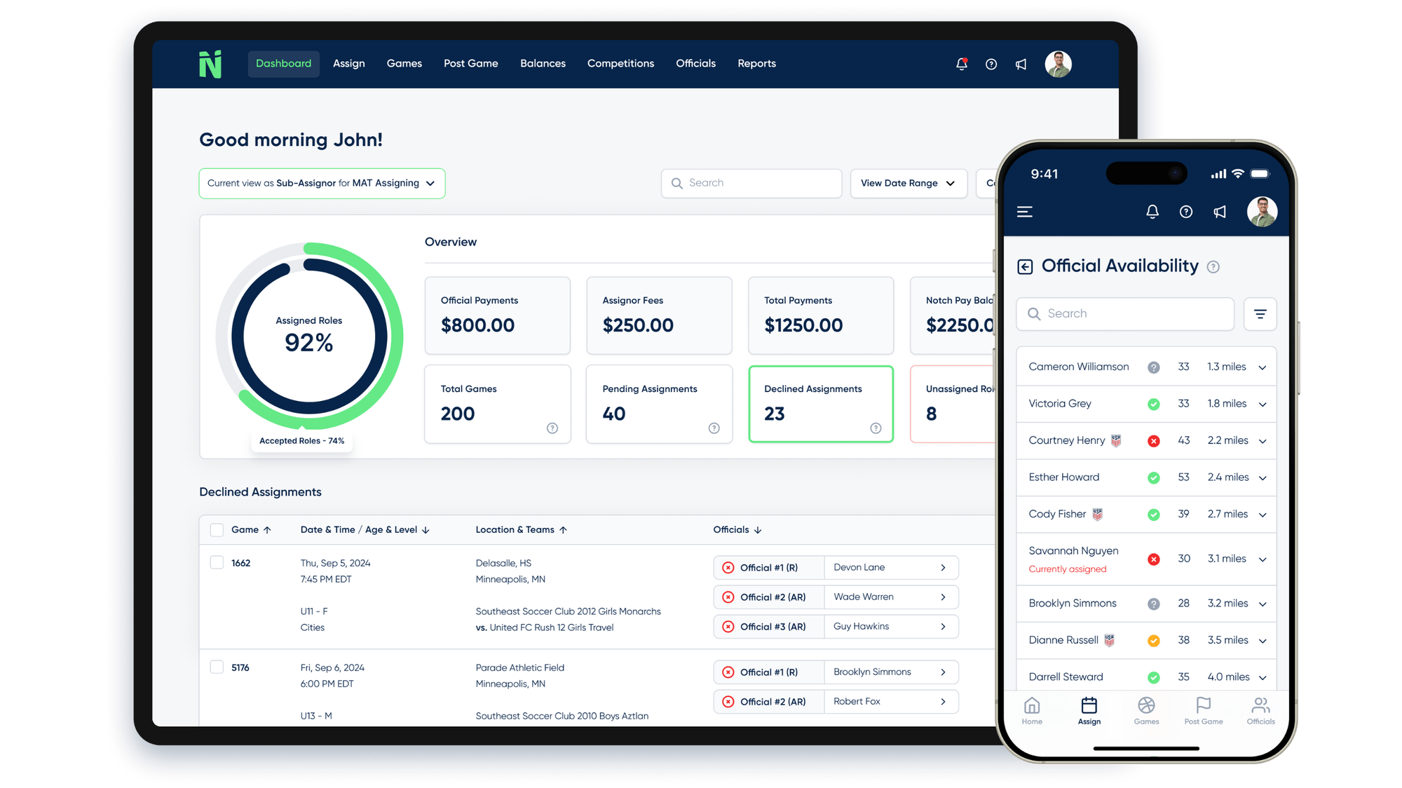 Ref Scheduler | Referee Assignor and Payment Tools • Notch