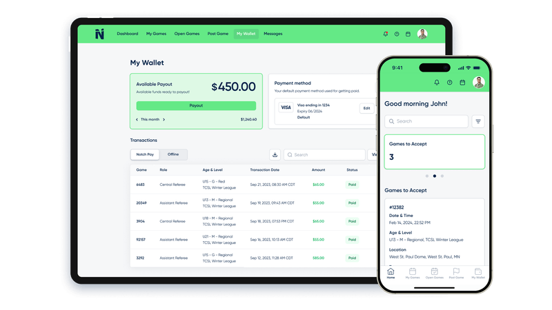 Ref Scheduler | Referee Assignor and Payment Tools • Notch