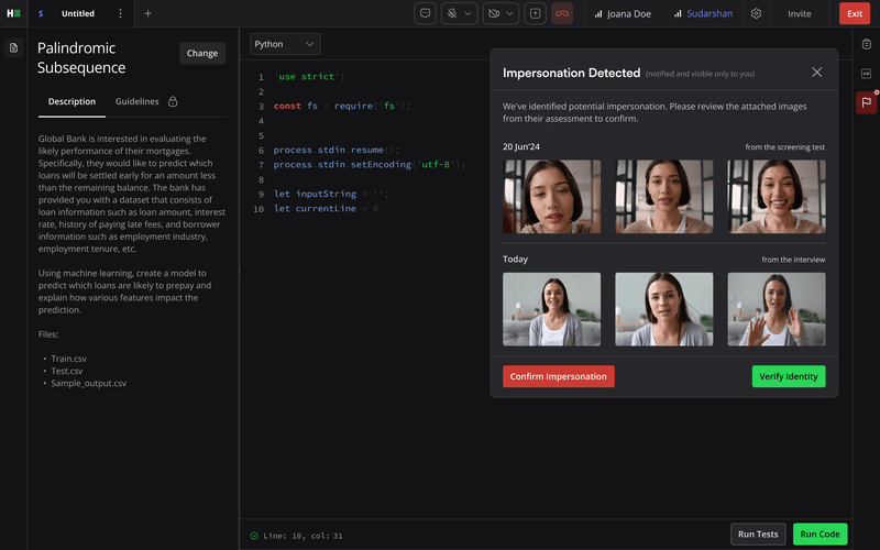 HackerRank Coding Interviews - Code Live With Candidates