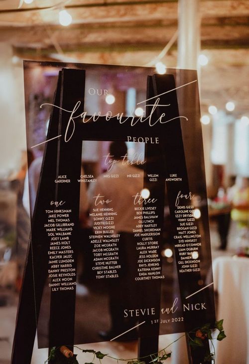 Acrylic Table Plan for Weddings | Elegant and Custom Designs